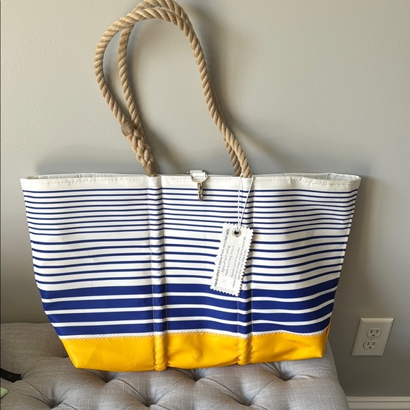 Seabag | Bags | Seabag Ogunquit Striped Blue And Yellow Tote Bag | Poshmark